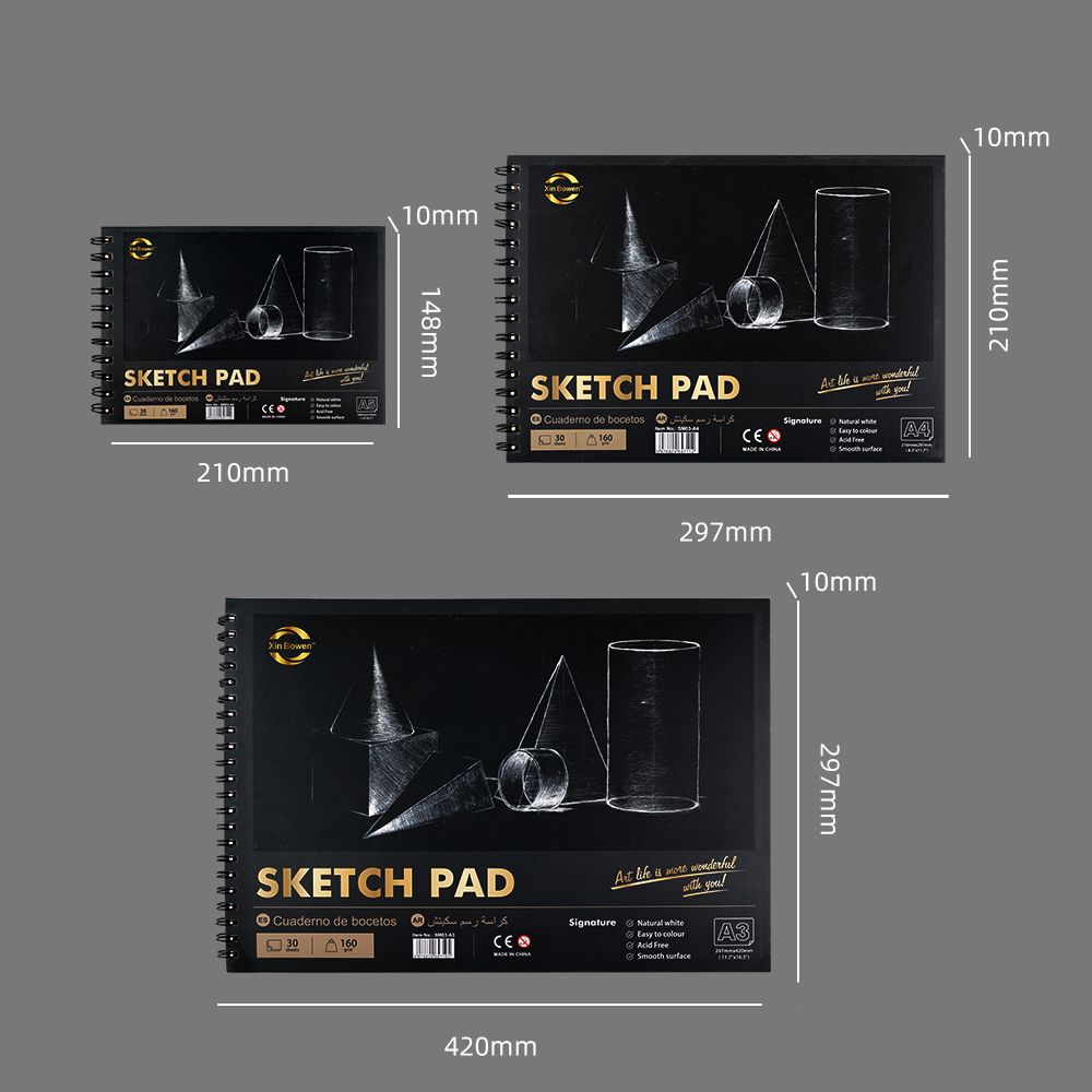 160gsm 30 Sheets Beige Paper Artist Sketchbook Pad (A3 Ring Binding ...