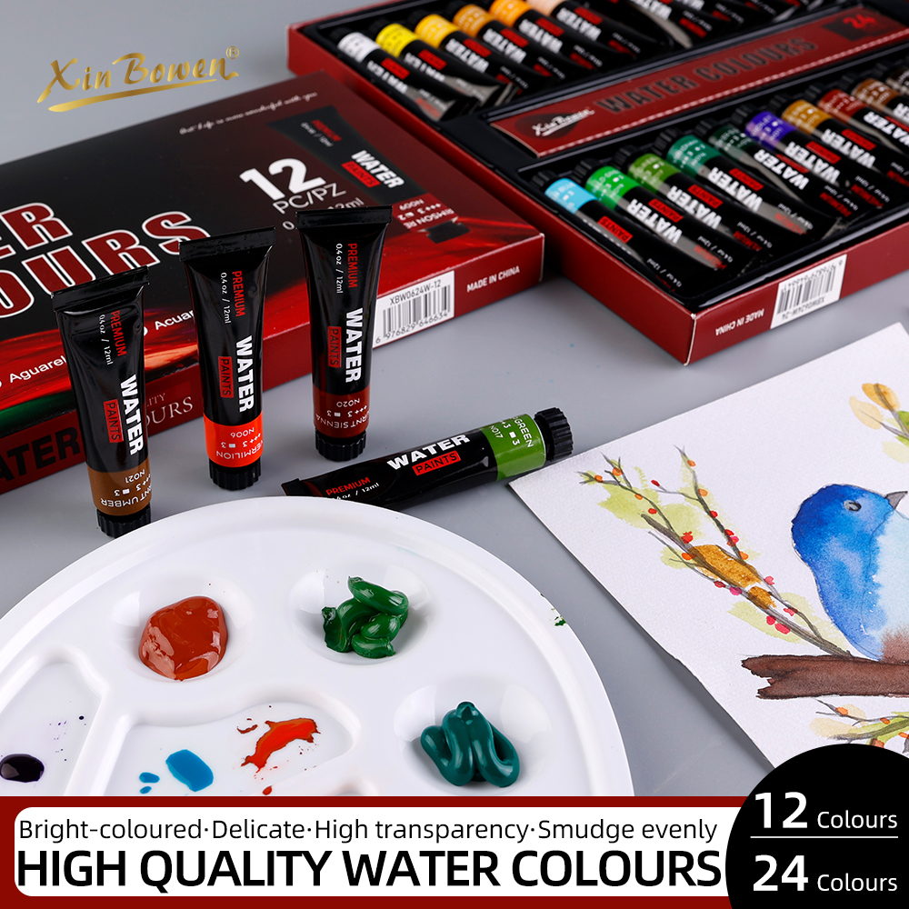 24 Base Watercolor Colour Paint Set 12ML (0.4Oz) - xinbowen