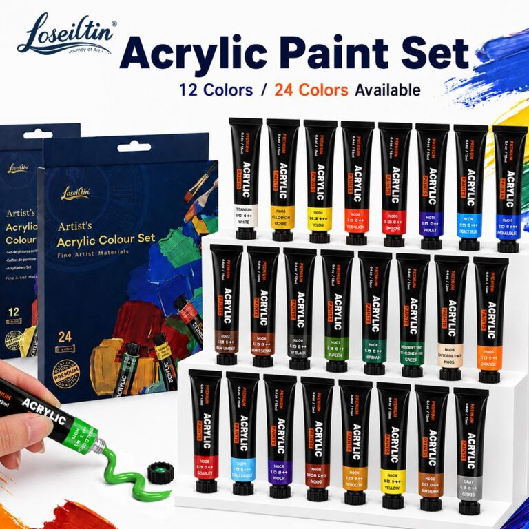 Loseilitin 12/24 Colors Acrylic Paint Set Acrylic Colour Tubes for ...